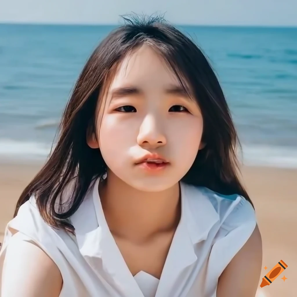 Portrait of a Japanese girl on the beach on Craiyon