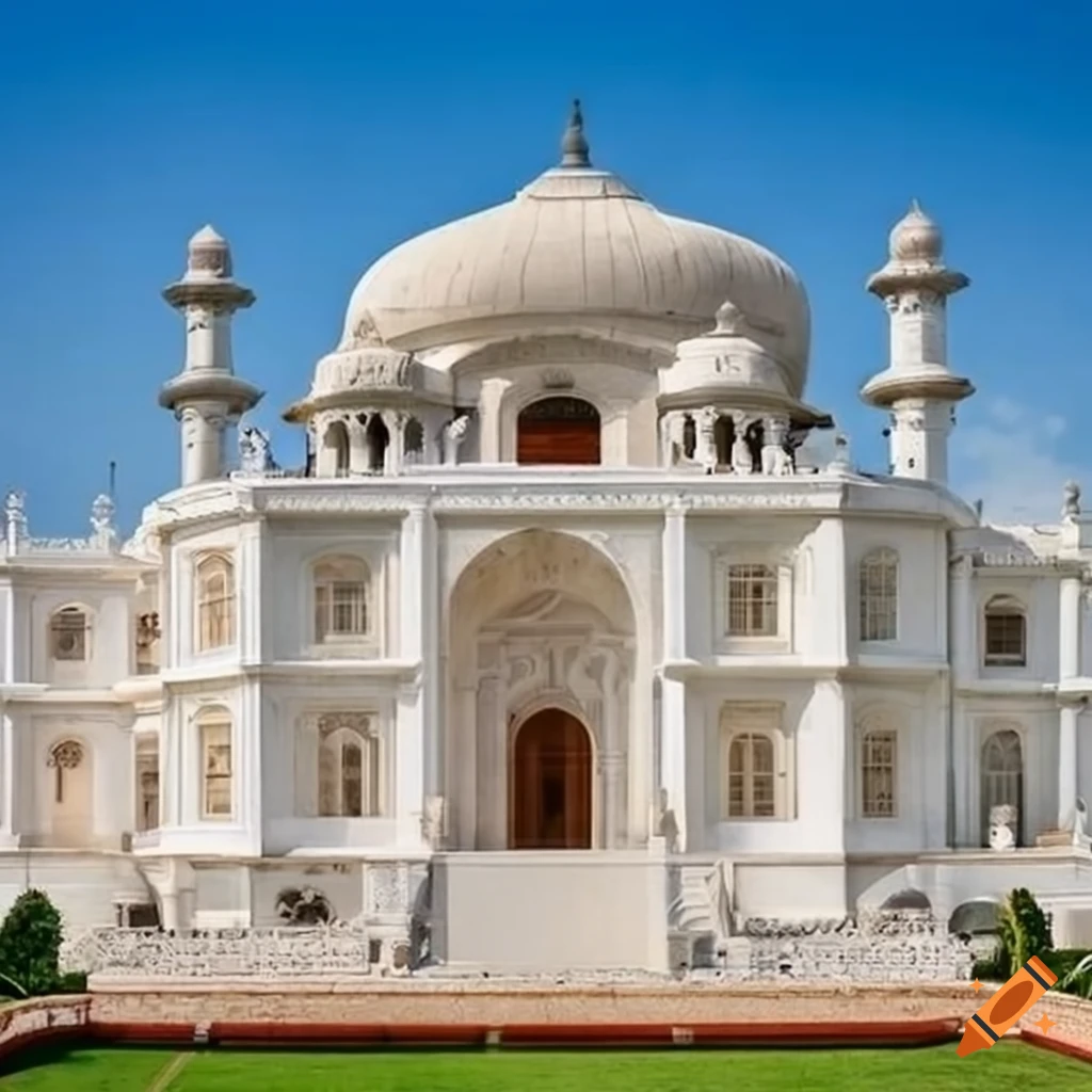 Frontal elevation of a mediterranean-style house called mahal white ...