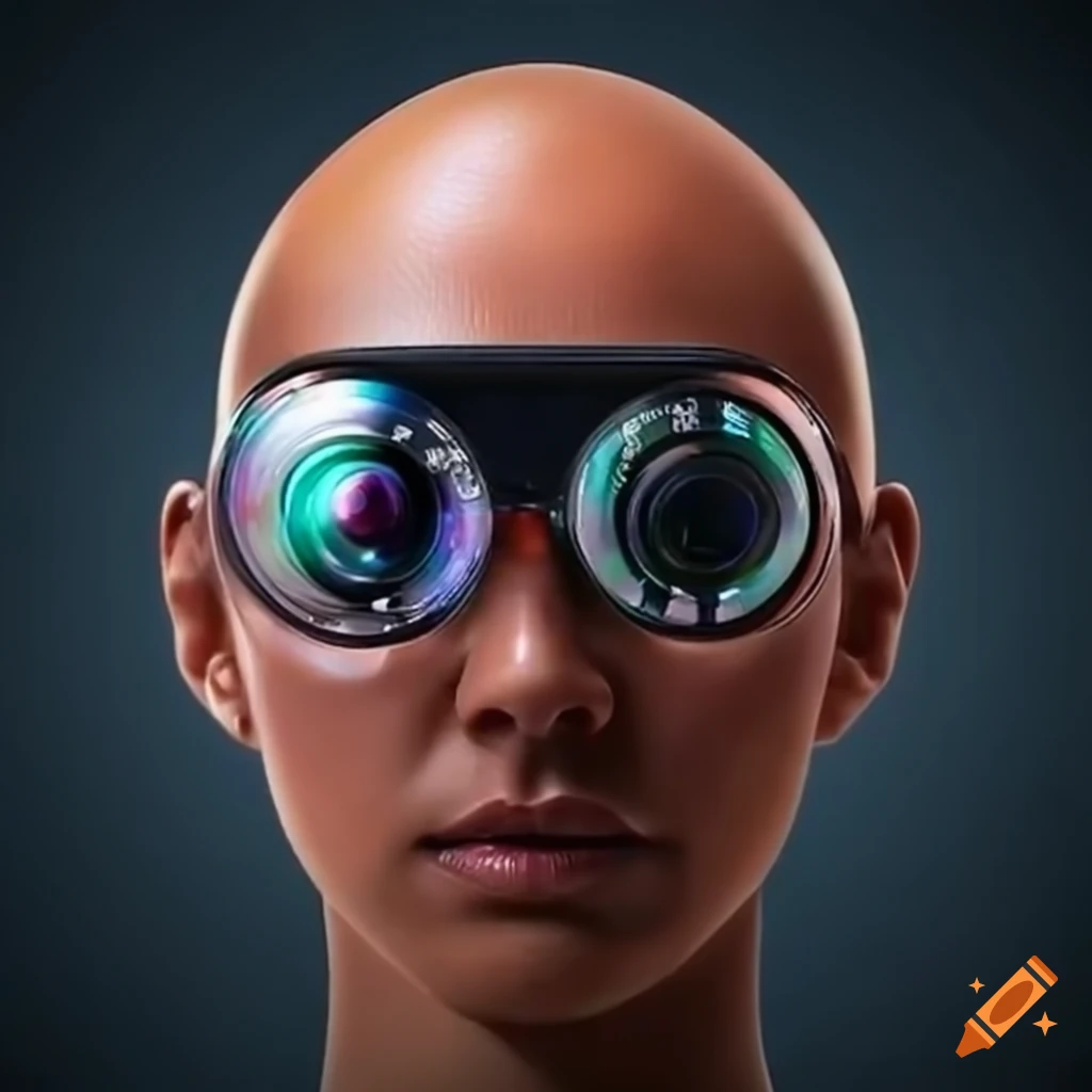 Advanced camera with transparent head and lifelike lenses on Craiyon