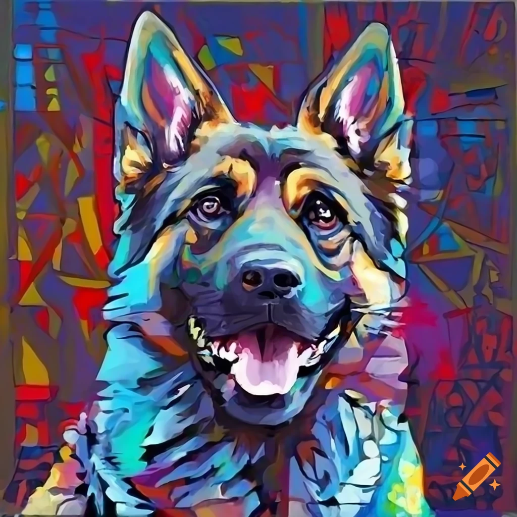 Graffiti-style german shepherd dog art on Craiyon