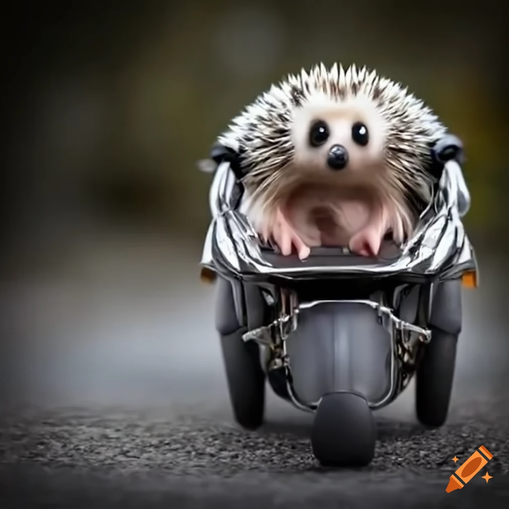 Groundhog riding a motorcycle on a road by the woods on Craiyon