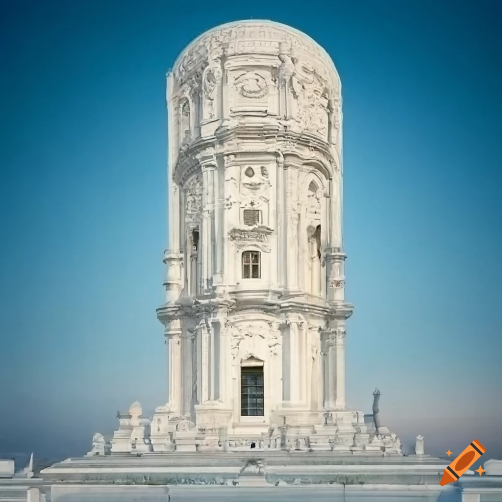 Impressive white marble palace tower on Craiyon