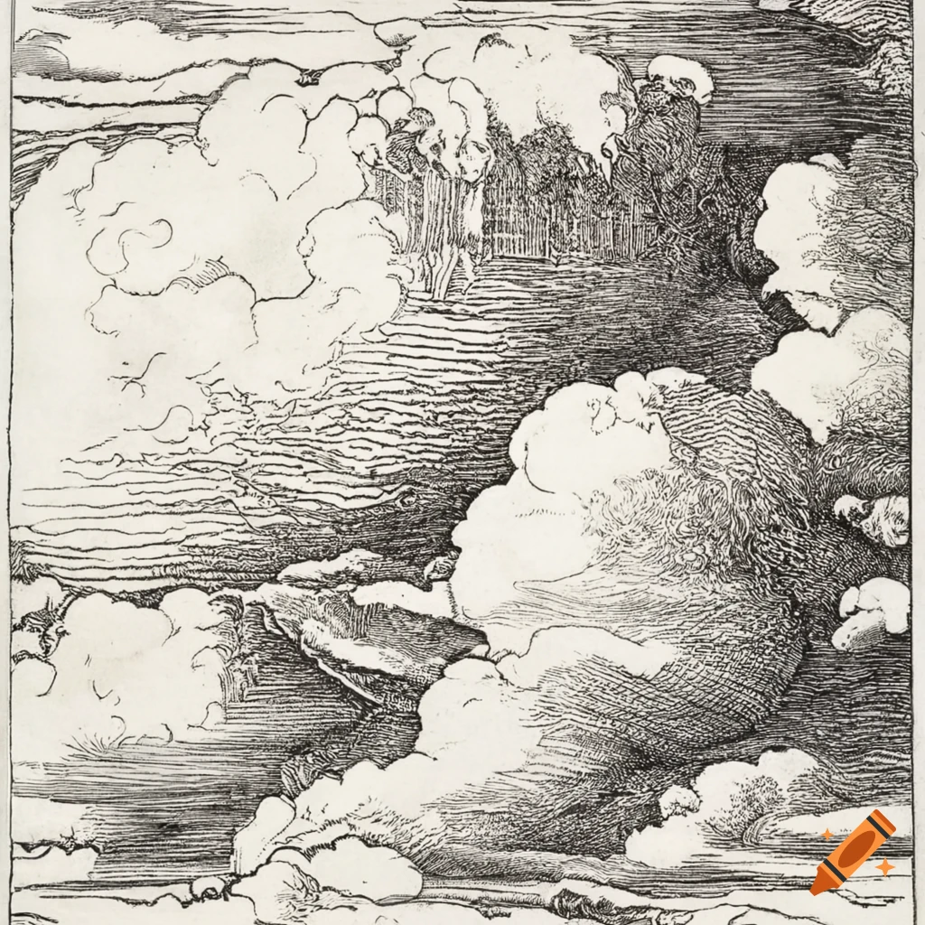 Engraving of a cloudy sky by albrecht durer