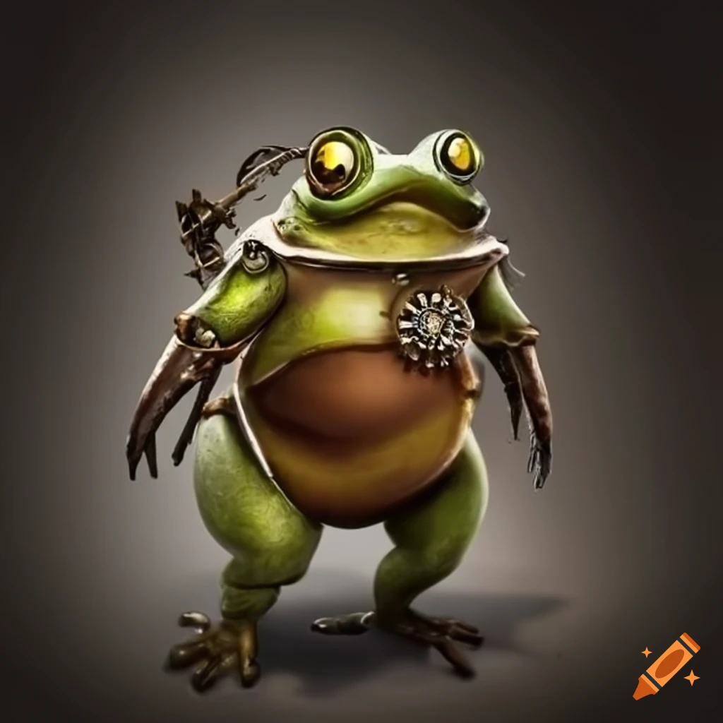 Steampunk mechanical frog with large claws on Craiyon