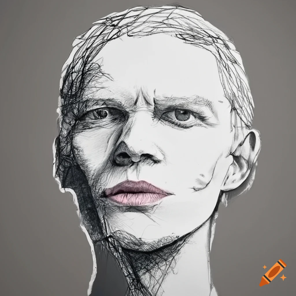 Sketch of a man's face in scribble pencil art on Craiyon