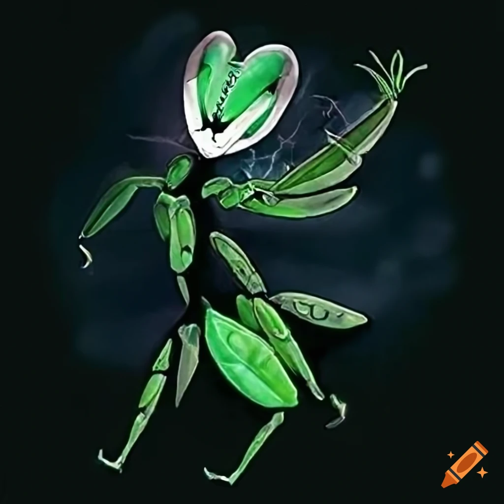 Gothic naturepunk and fantasy anime art with a giant talking mantis on ...