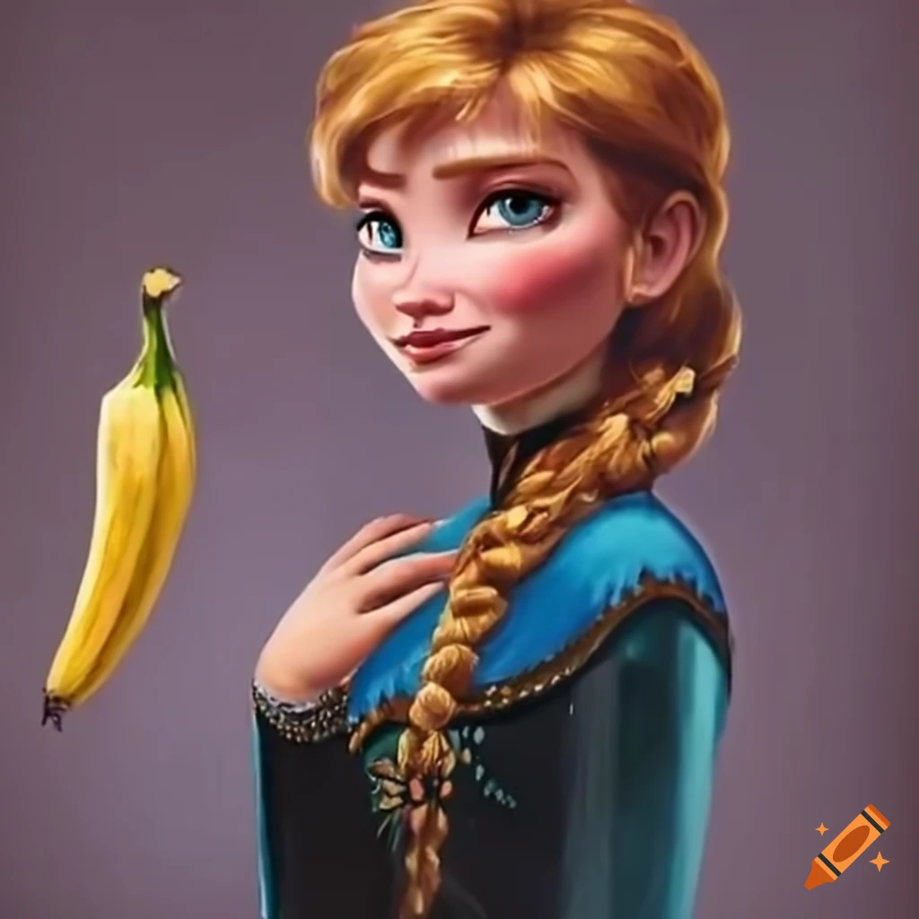 Anna from frozen holding a banana on Craiyon