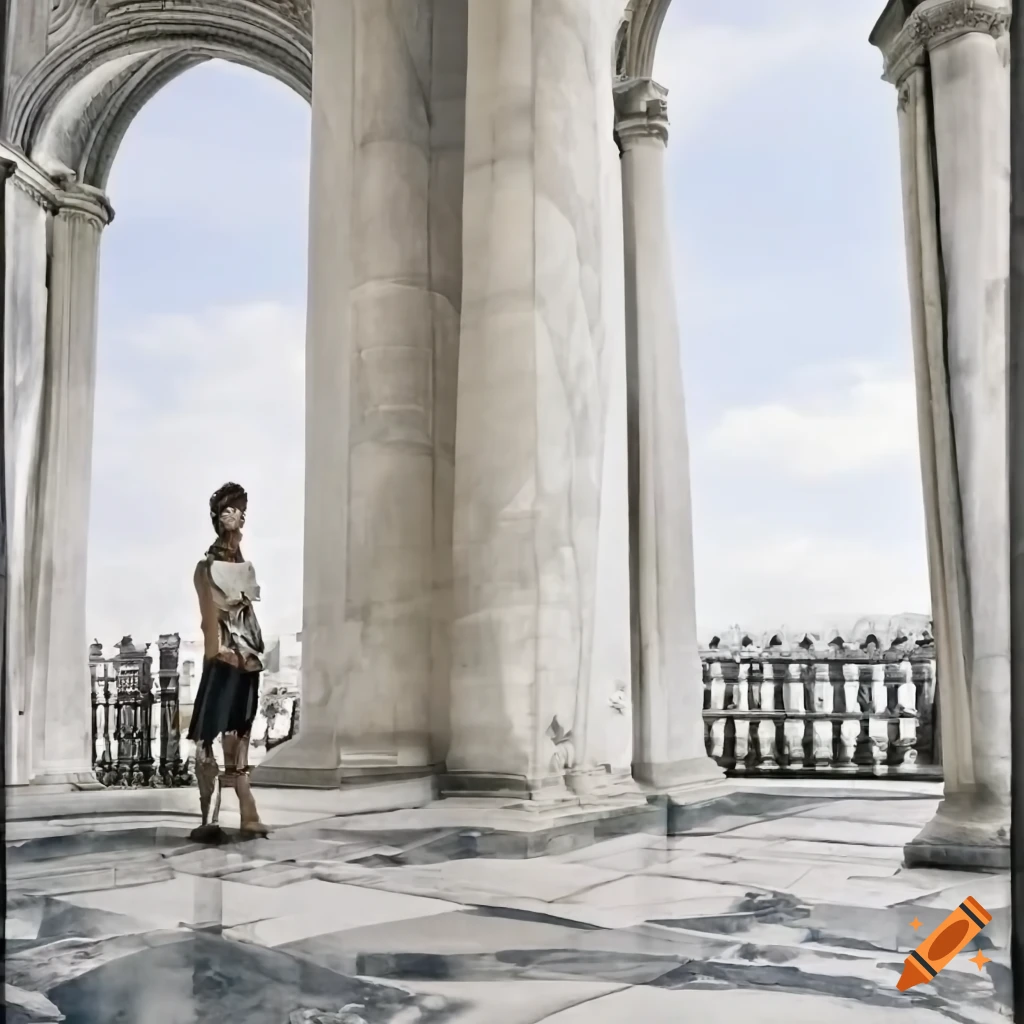 Impressive white marble palace tower on Craiyon