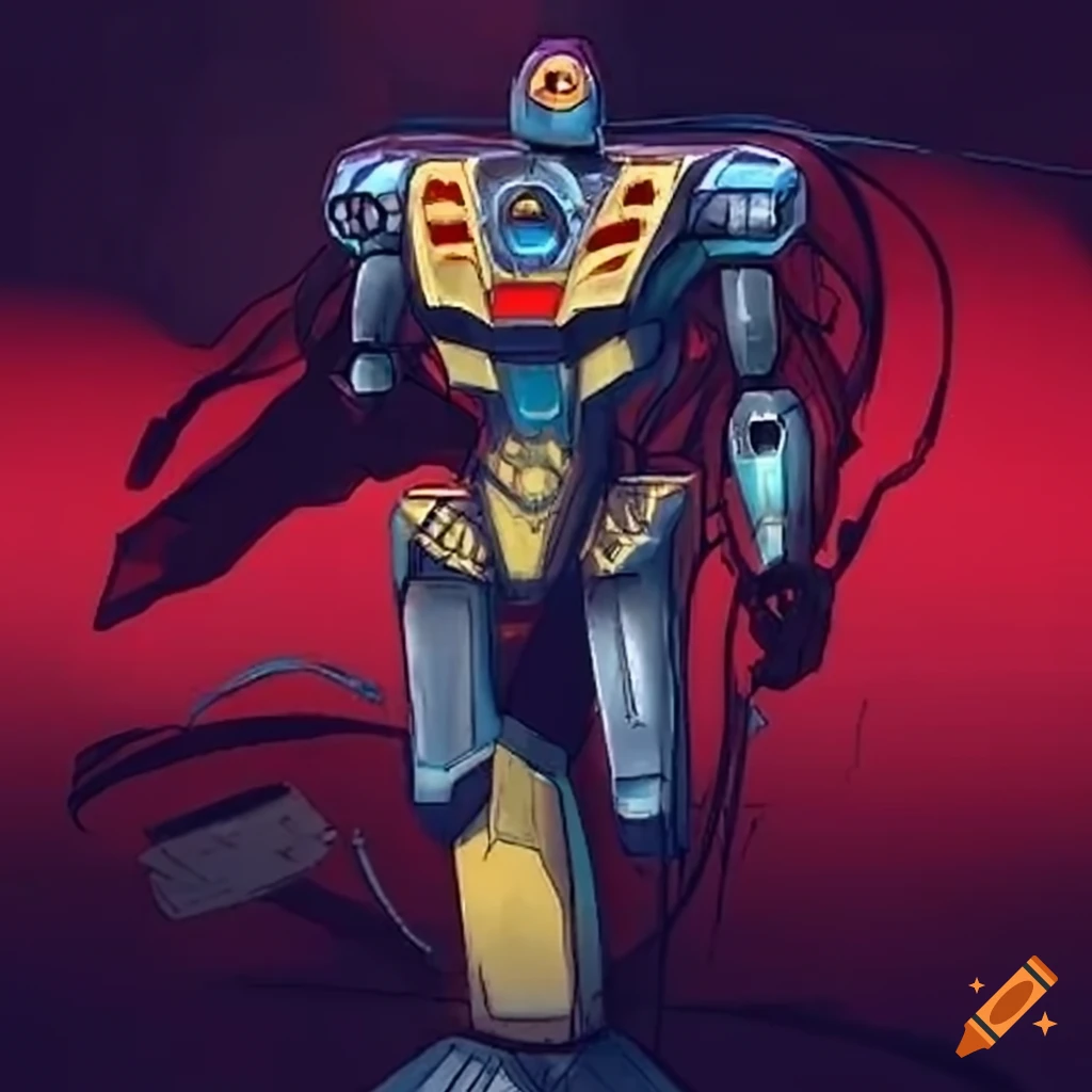Retro-futuristic super giant robot design on Craiyon