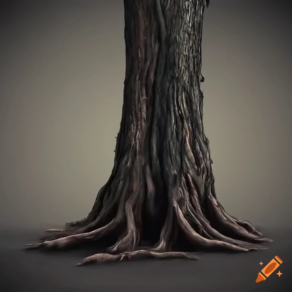 Hyper realistic spooky tree trunks
