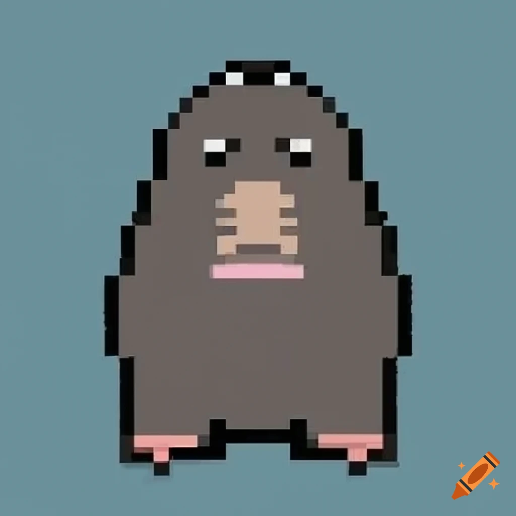 Pixel art of a mole man on Craiyon