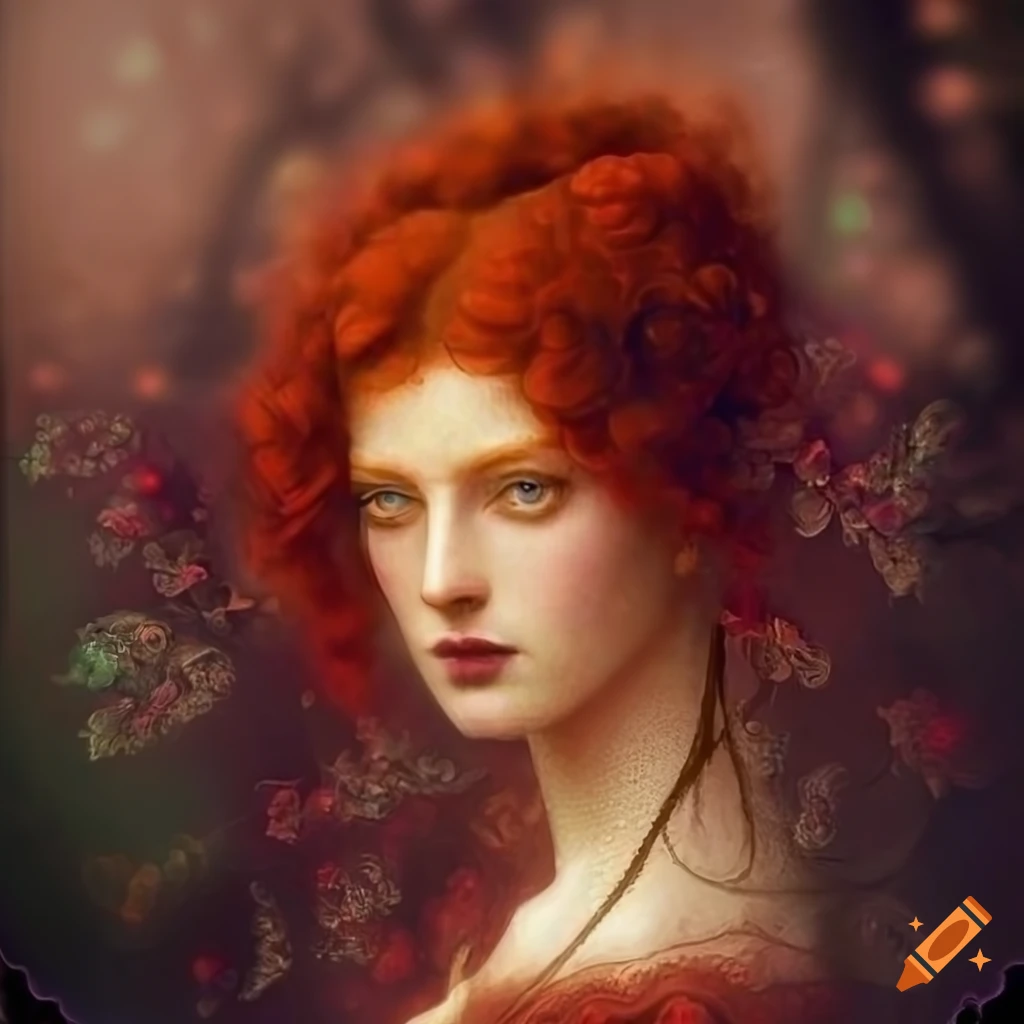 Celtic woman with red hair in an ancient and medieval style on Craiyon