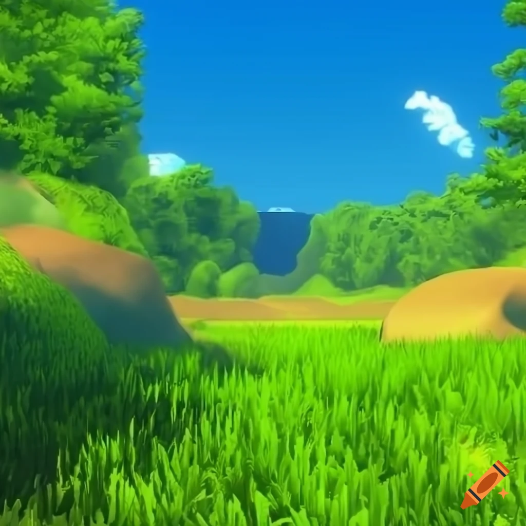 3d landscape of pokemon platinum edition on Craiyon