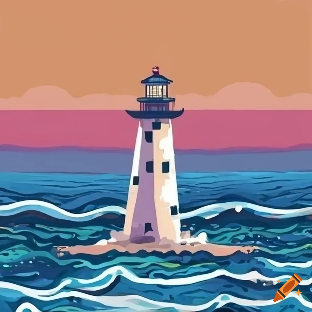 Japanese-inspired lighthouse artwork on Craiyon