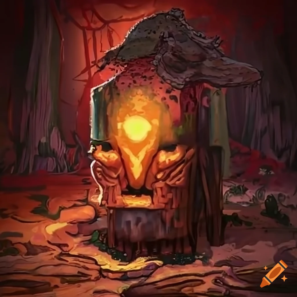 Tribal totem in a dungeons and dragons setting on Craiyon