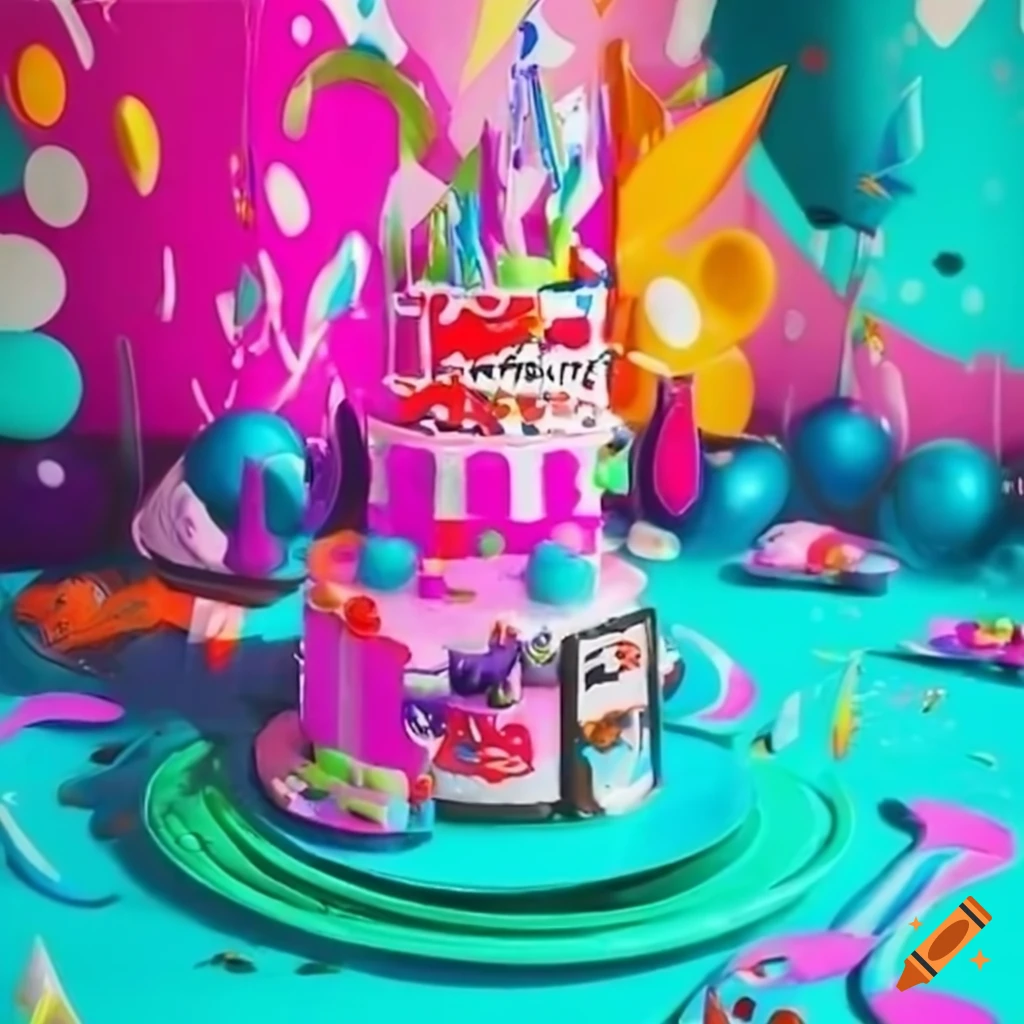 Nintendo splatoon themed birthday party on Craiyon