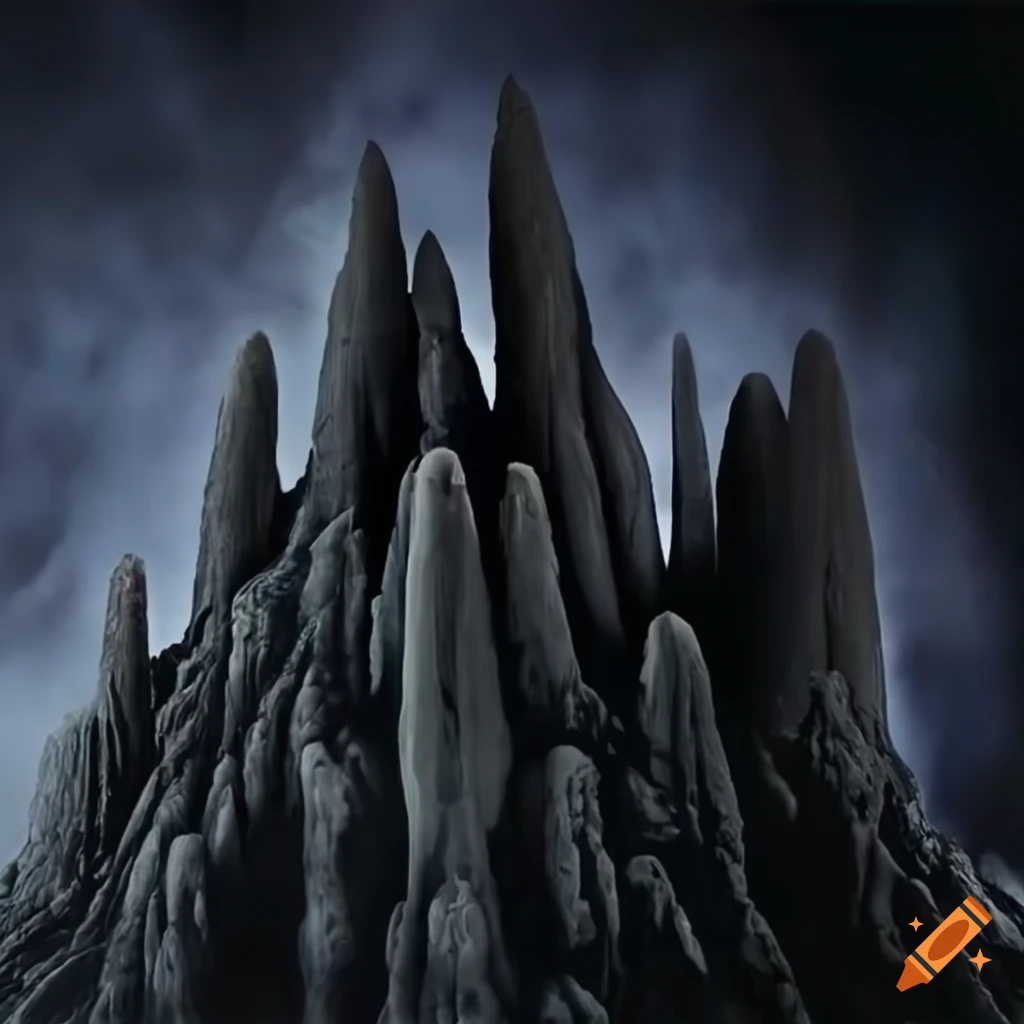 Hyper-realistic image of a giant dark stalagmite on Craiyon
