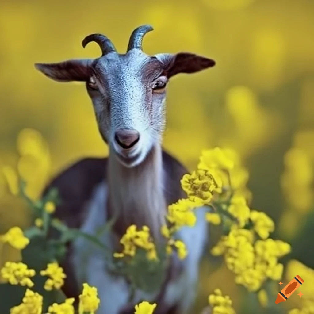 Goat scientist studying rapeseed