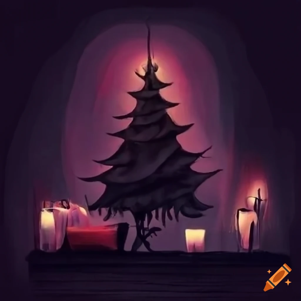 Dark tim burton-style christmas party decorations on Craiyon