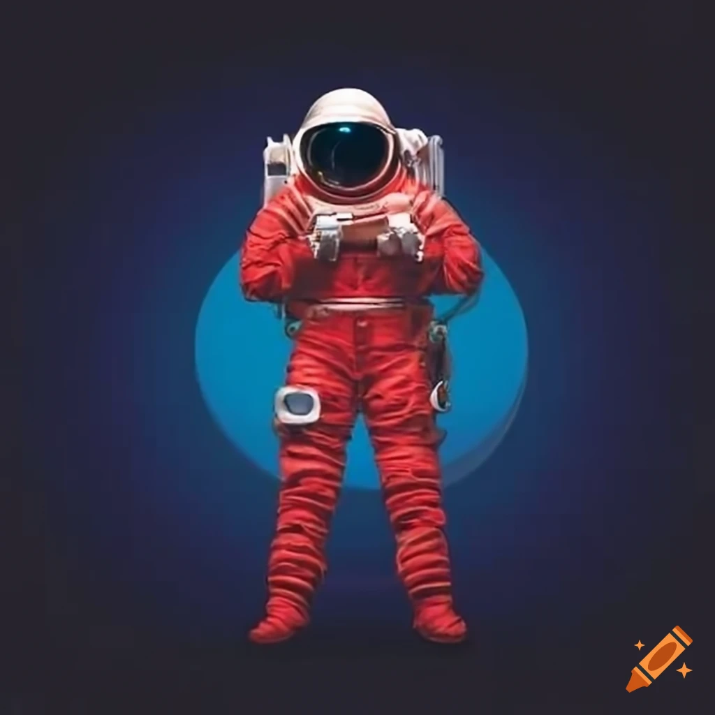 Red astronaut sitting on a planet on Craiyon