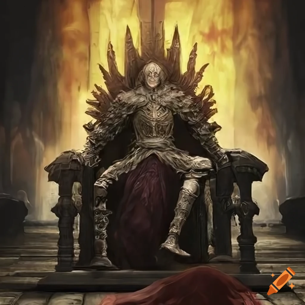 Illustration of a powerful fantasy lord on a throne on Craiyon