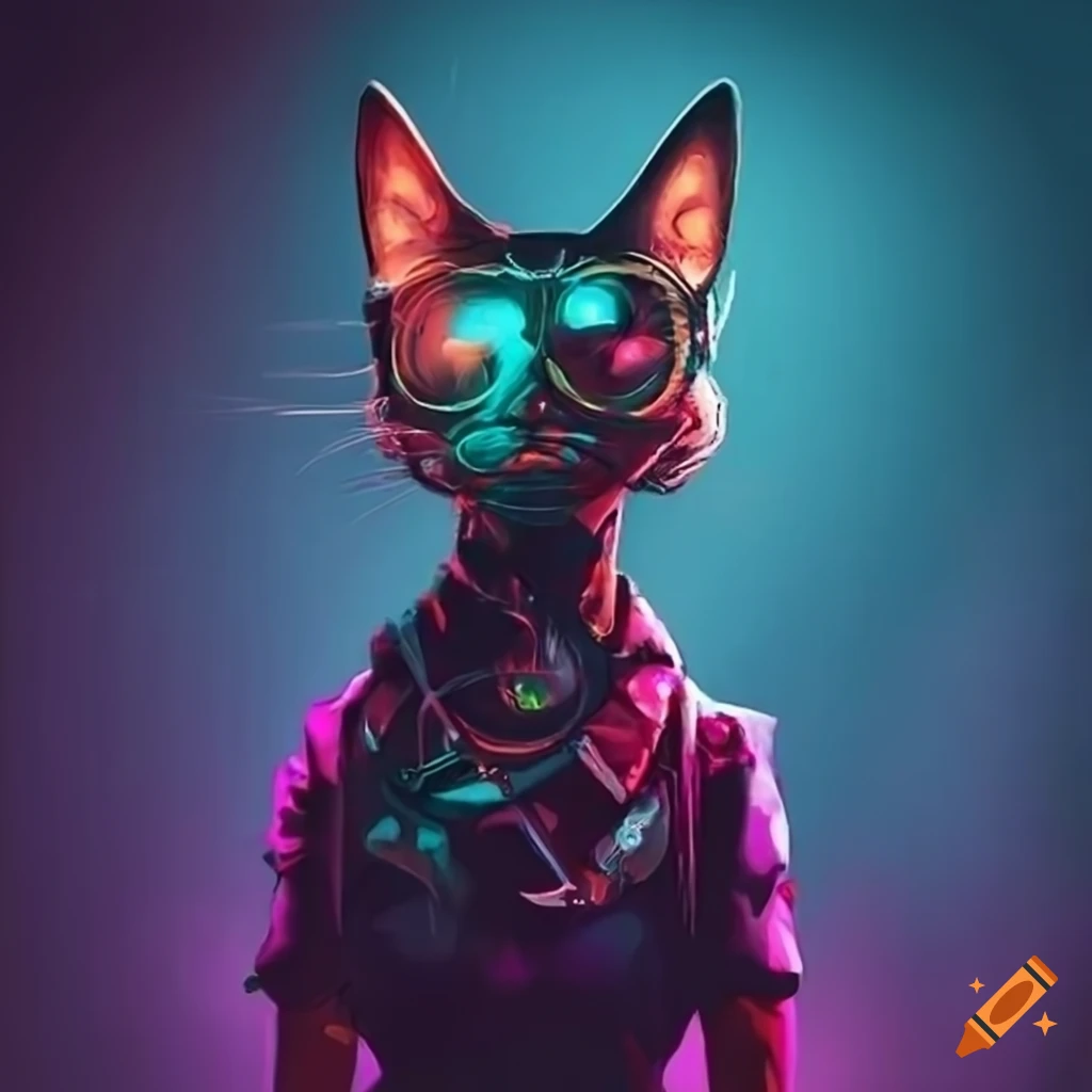 Cyberpunk cat with a futuristic aesthetic on Craiyon