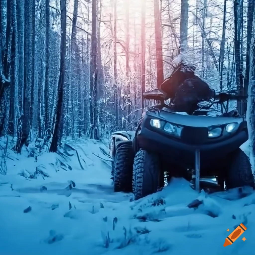Winter forest atv ride