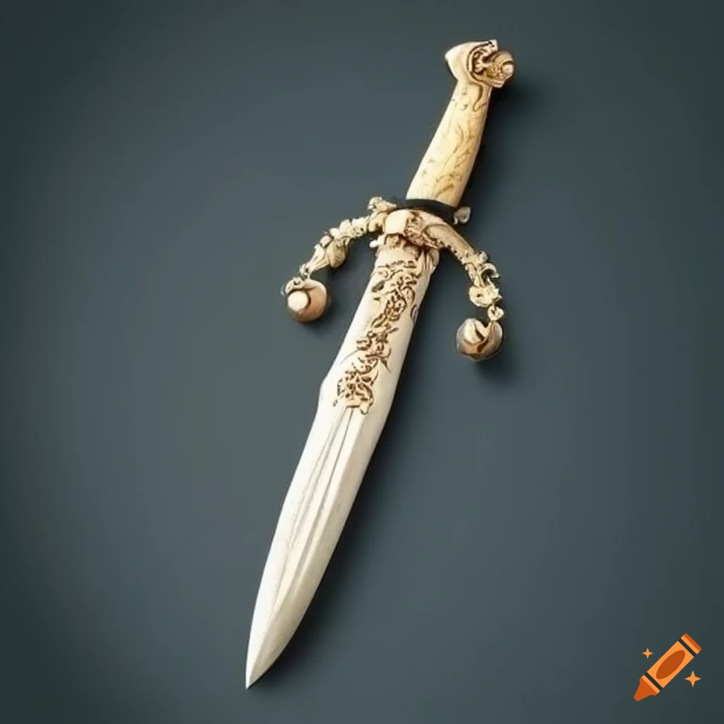 Artistically crafted dagger adorned with precious gems and stones on ...
