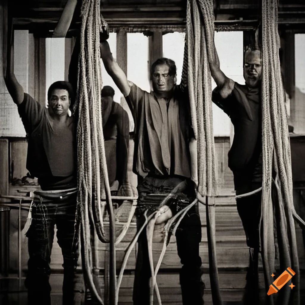 Three men posing with cables on Craiyon