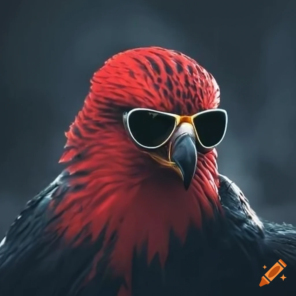 Hawk playing guitar with sunglasses and ale mug on Craiyon