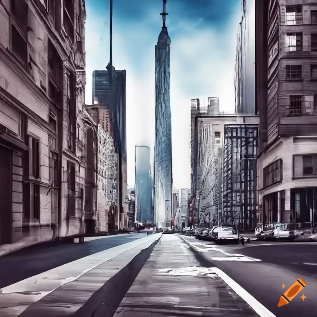 Realistic depiction of a modern city street on Craiyon