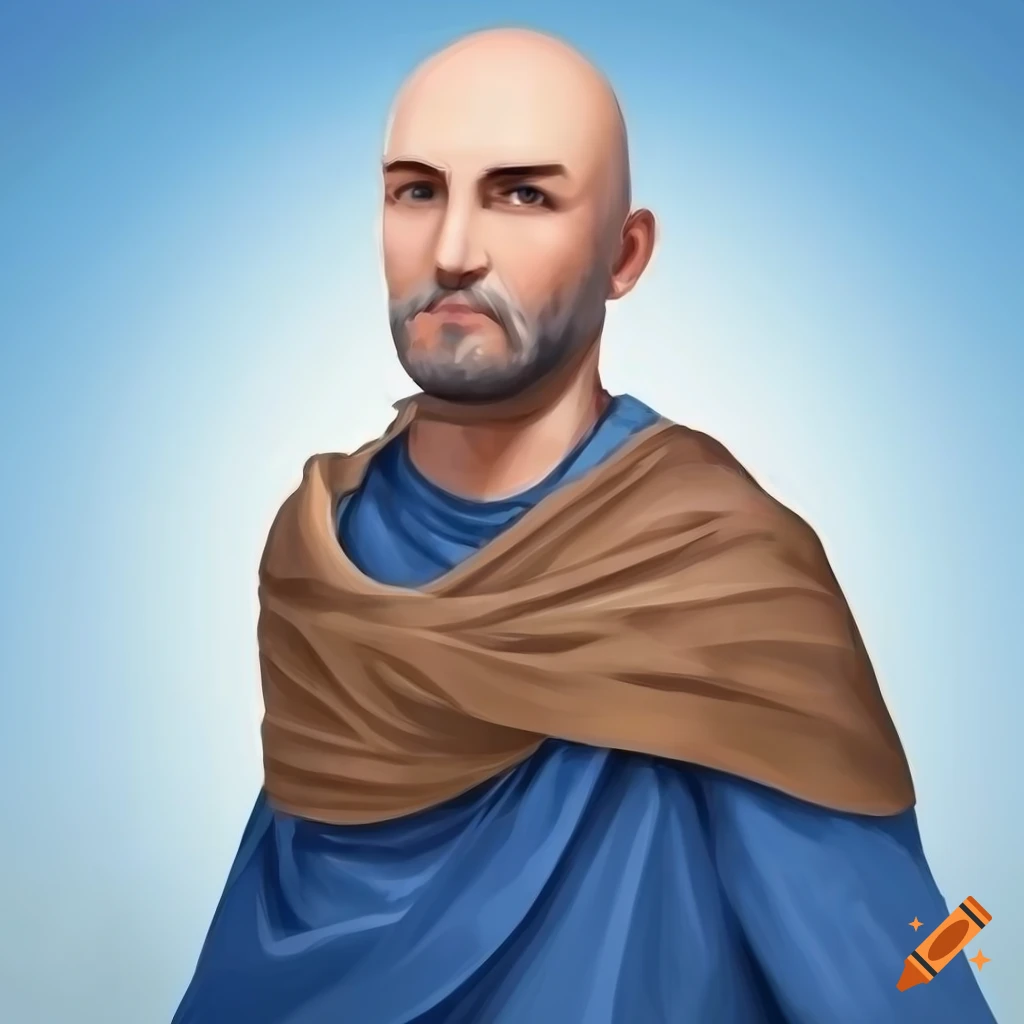 Portrait of a bald male mage in ancient Greek attire on Craiyon