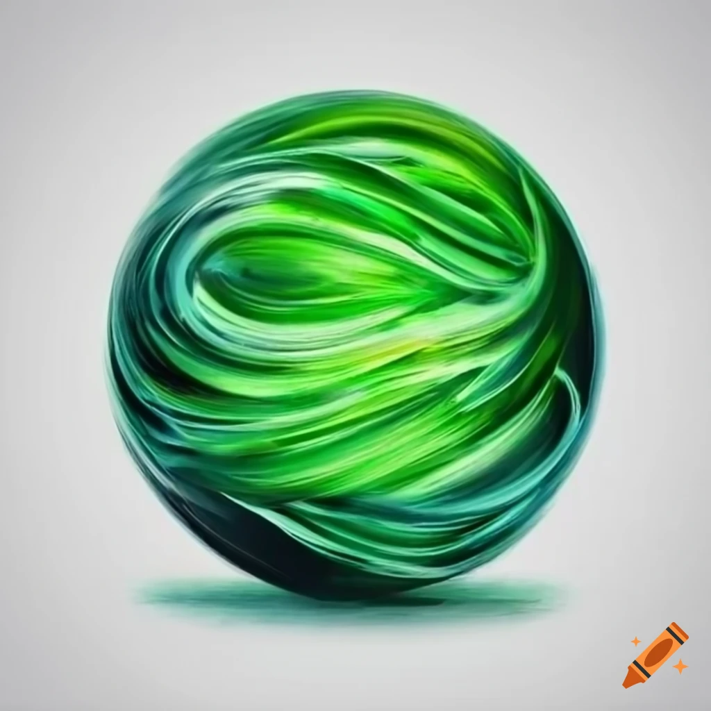 Sketch of a green crystal ball with swirling mist on Craiyon