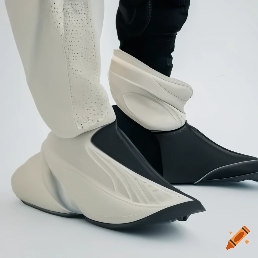 Side view of futuristic yeezy adidas ski boot slip on with white ...