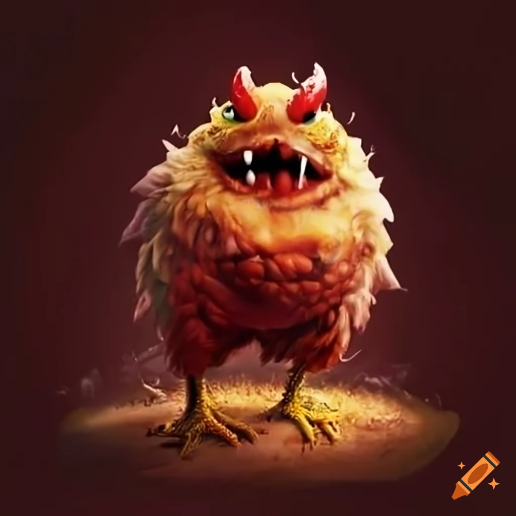 Chicken monster illustration on Craiyon