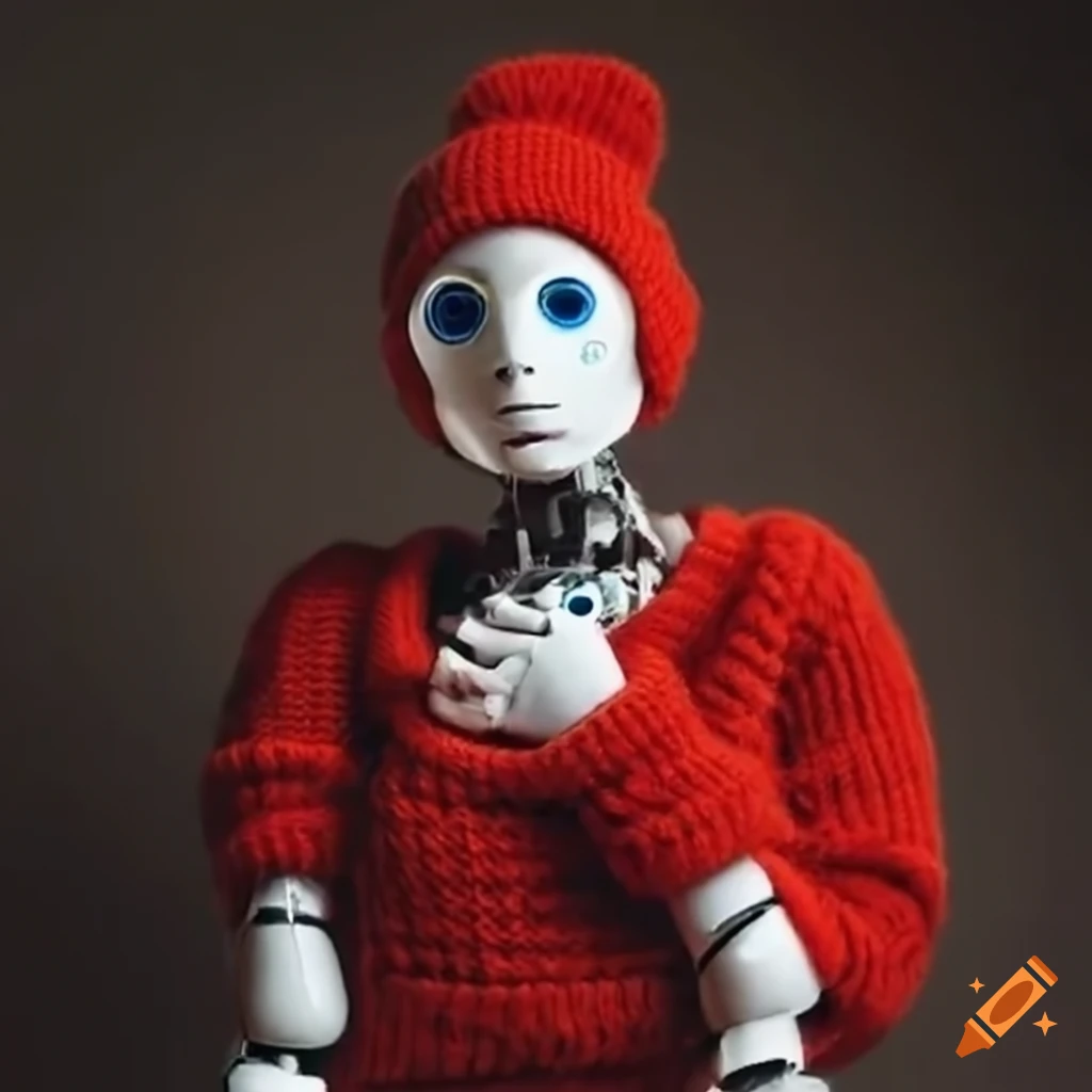 Wool sweater-wearing humanoid robot