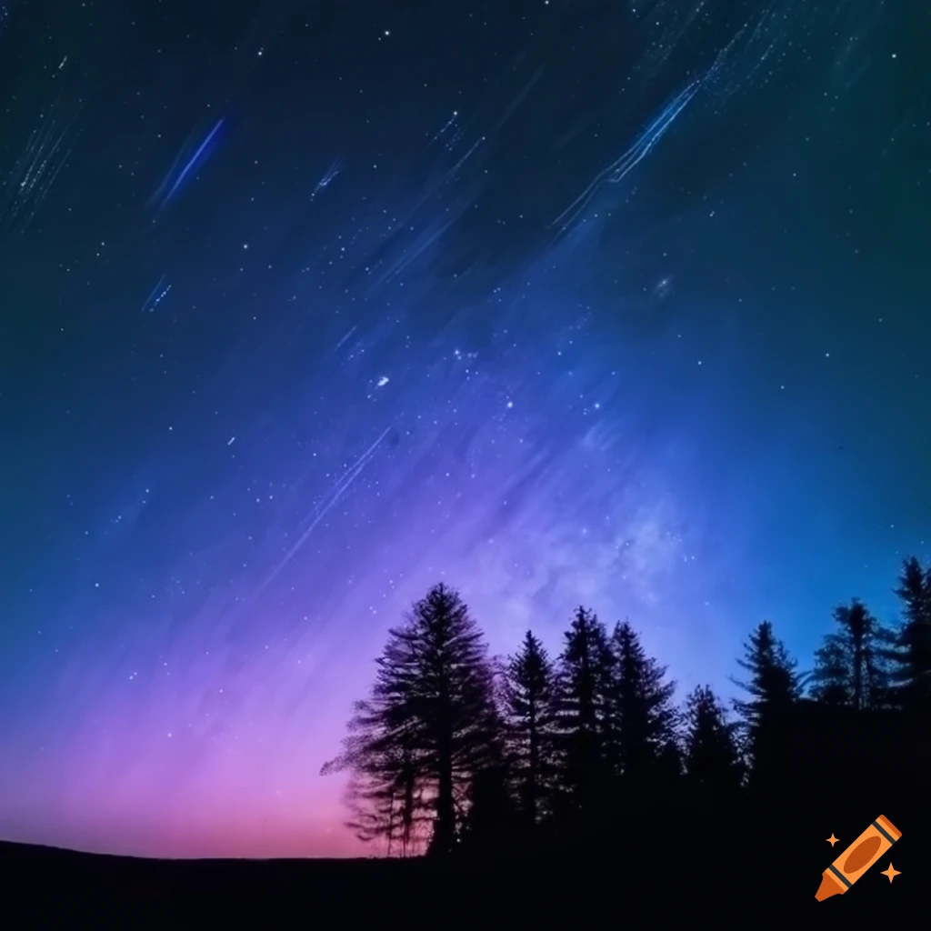 A beautiful night sky with a shooting star blazing across on Craiyon