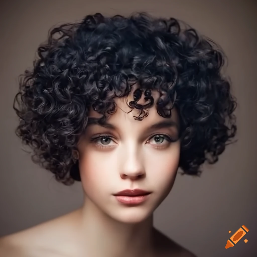 Realistic Portrait Of A Woman With Short Curly Hair On Craiyon