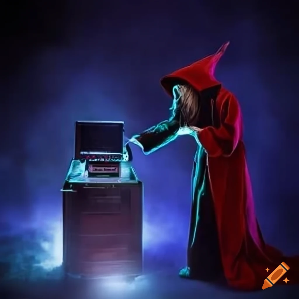 Computer wizard illustration