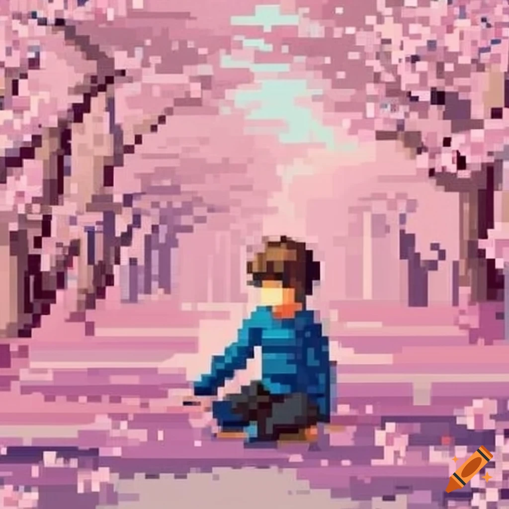 Pixel art of a boy skateboarding on Craiyon