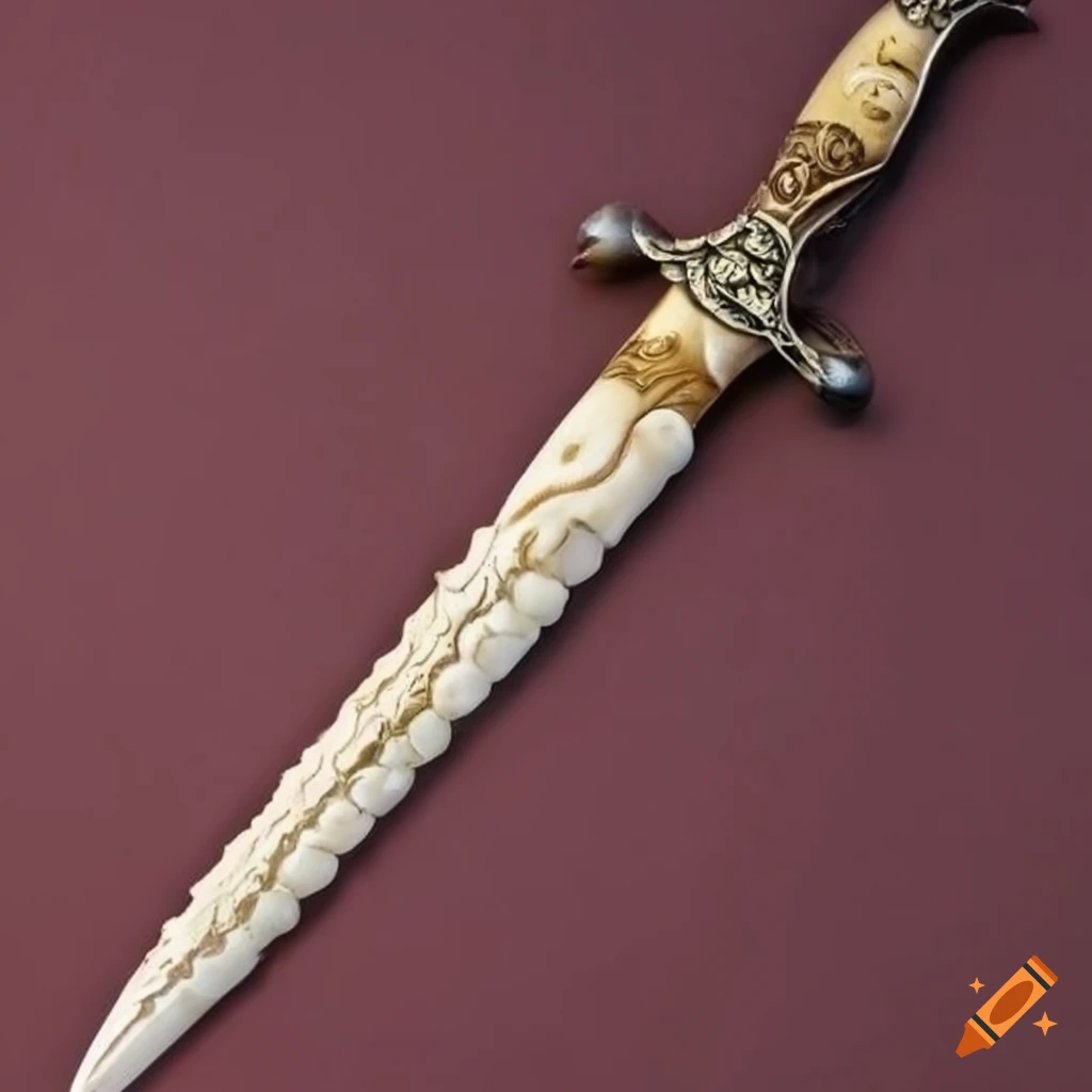 Elegant bone dagger with intricate carvings on Craiyon