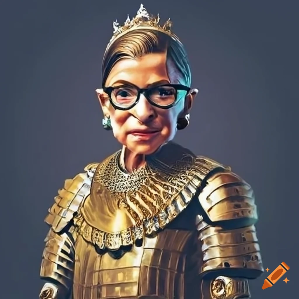 Ruth Bader Ginsburg in gold armor and helmet on Craiyon
