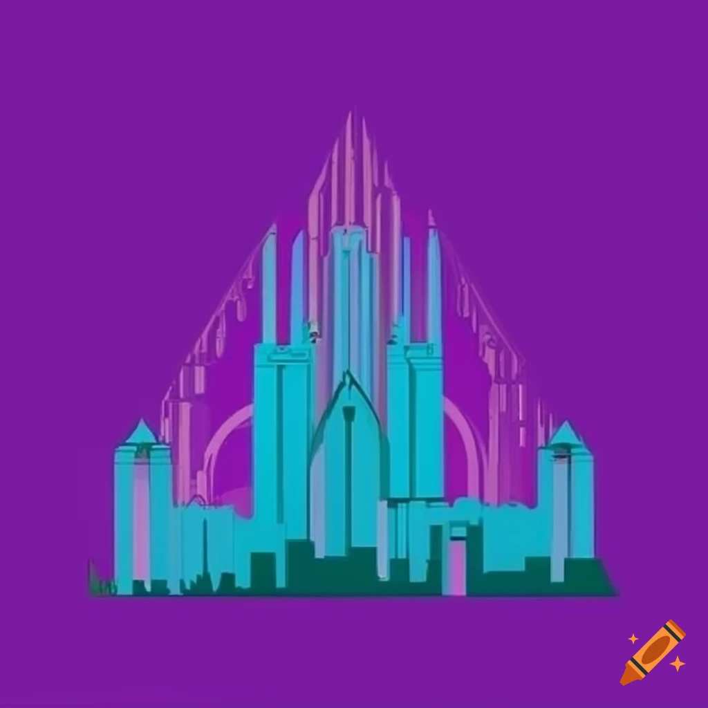 Purple magical city icon with art deco style on Craiyon