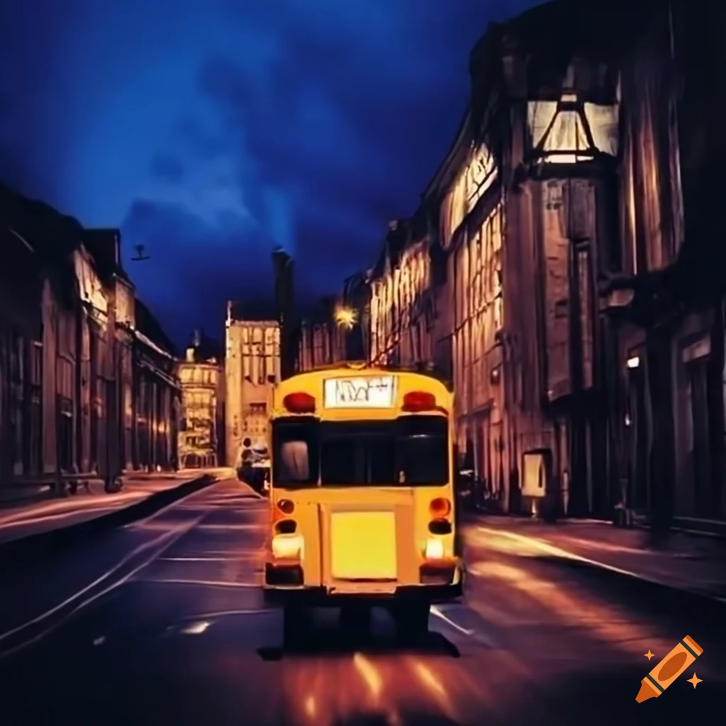 School bus in a mountainous landscape on Craiyon