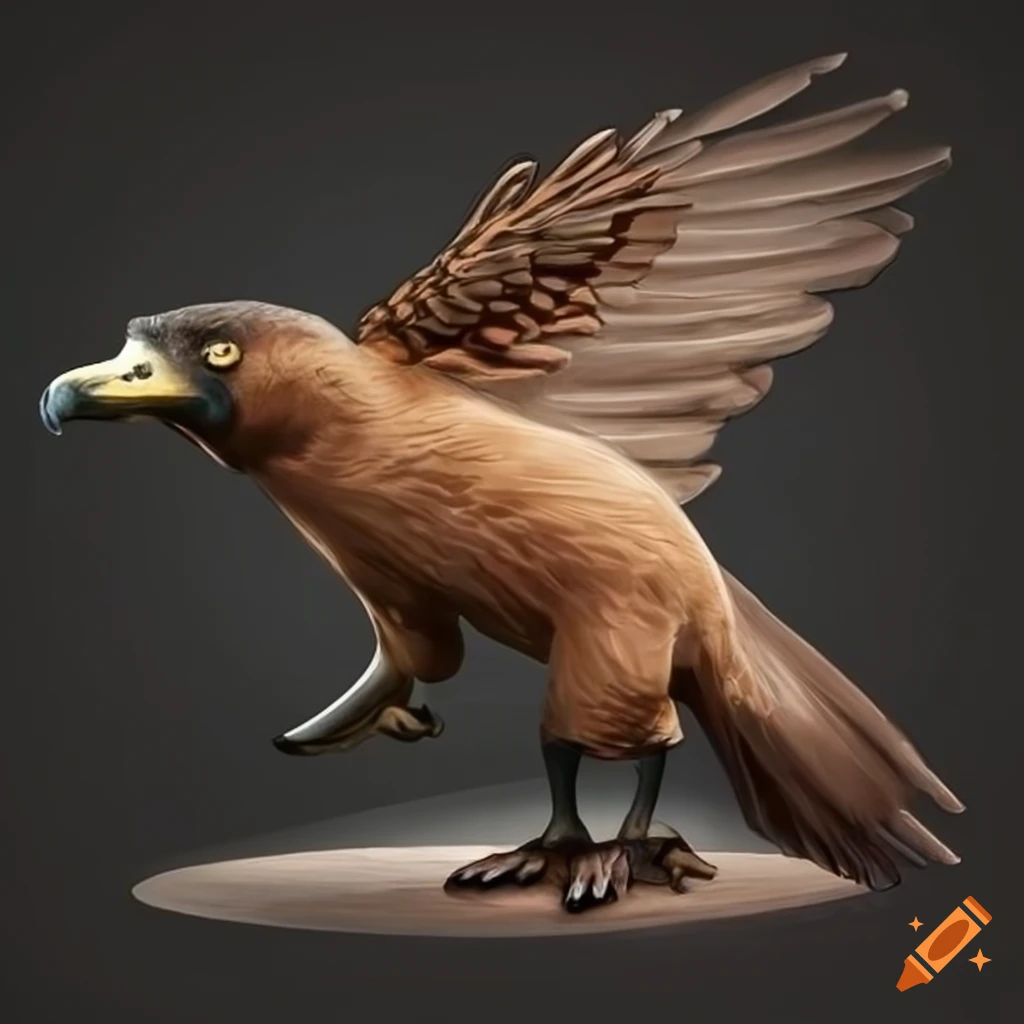 Realistic illustration of a flying platypus with hawk wings on Craiyon