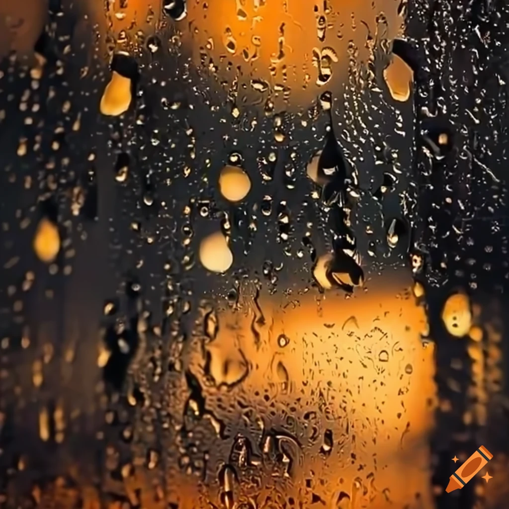 Rain streaming down a cozy window on Craiyon