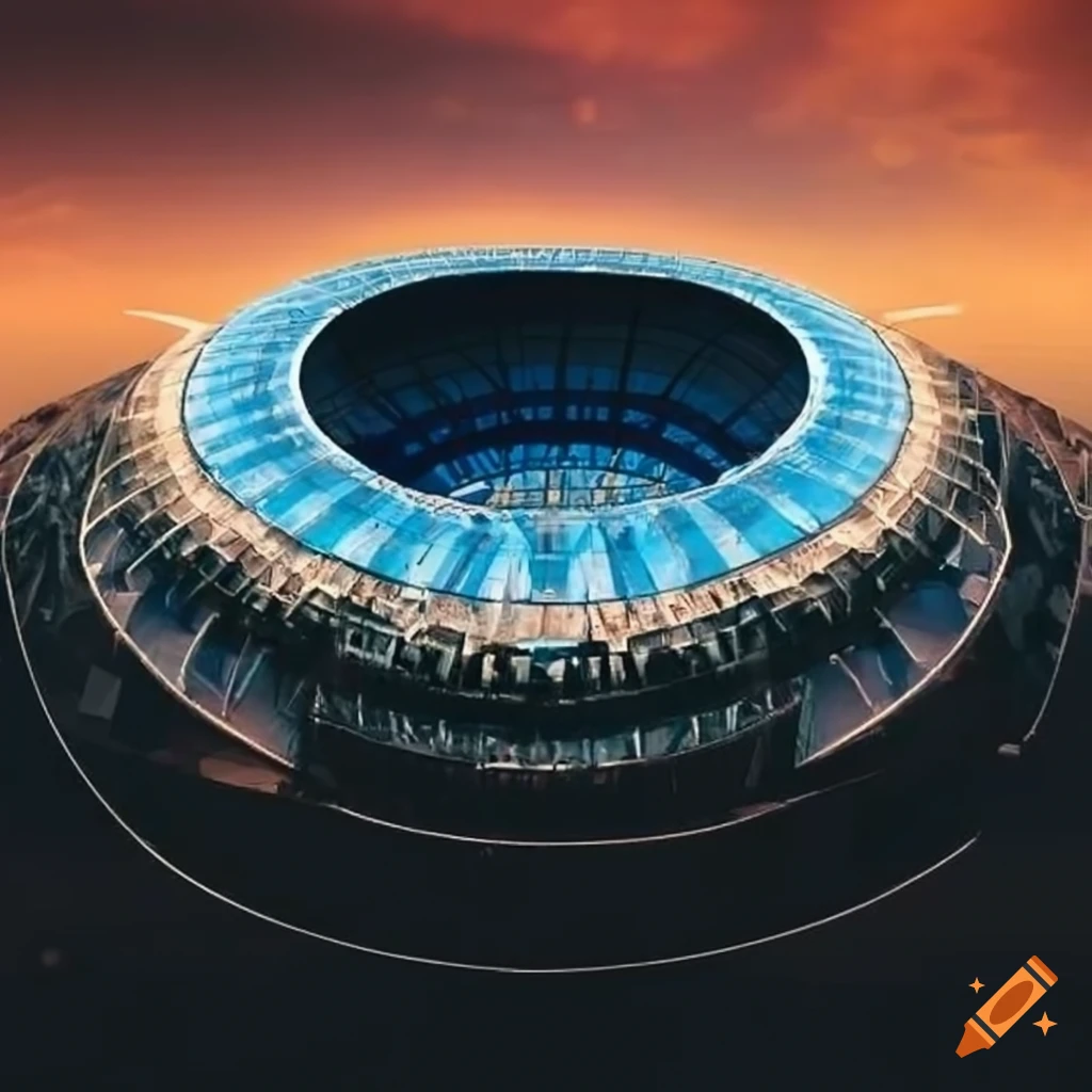 Nfl stadium resembling a giant maroon turtle shell with entrance at the ...