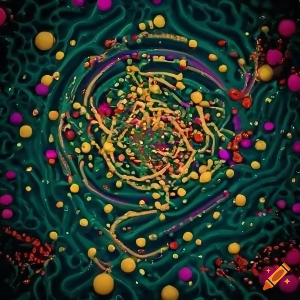 Vibrant microscopic view of slime particles