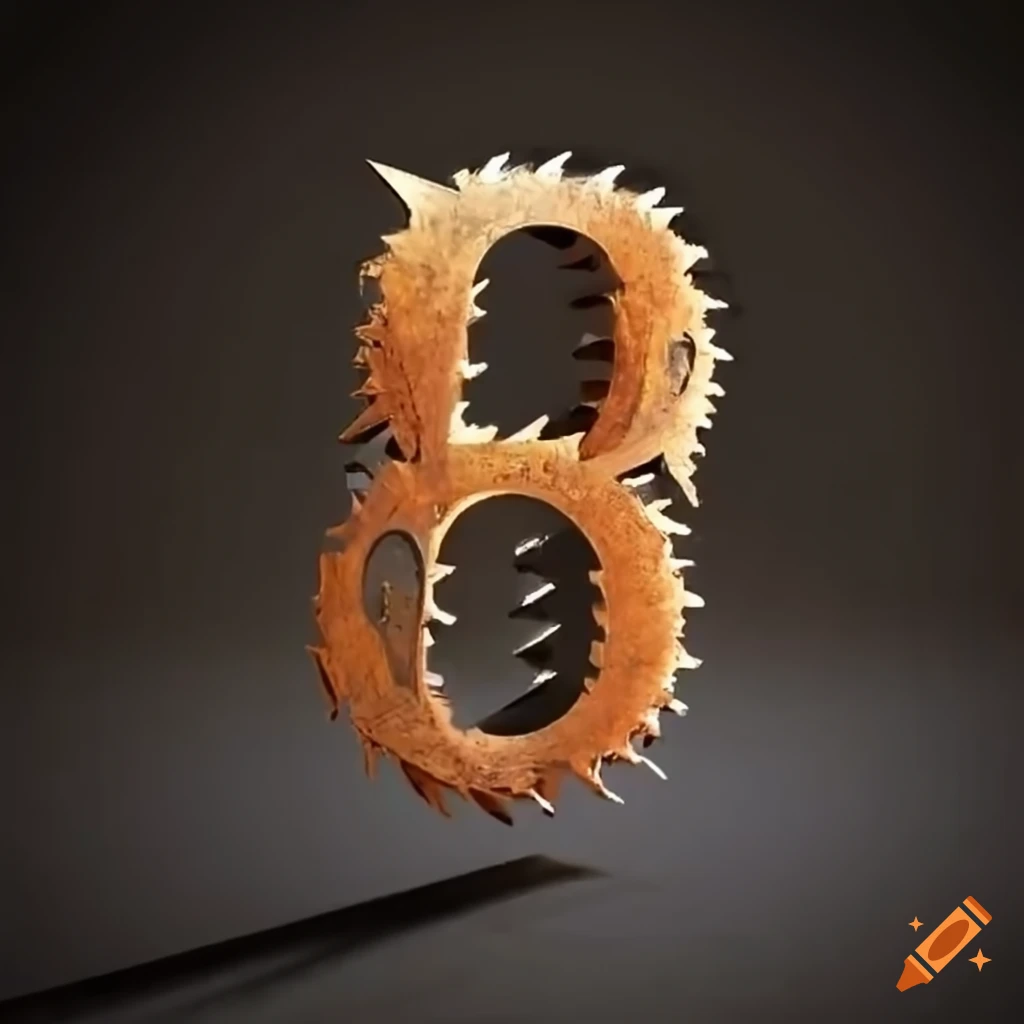 Artwork of number eight made of saws