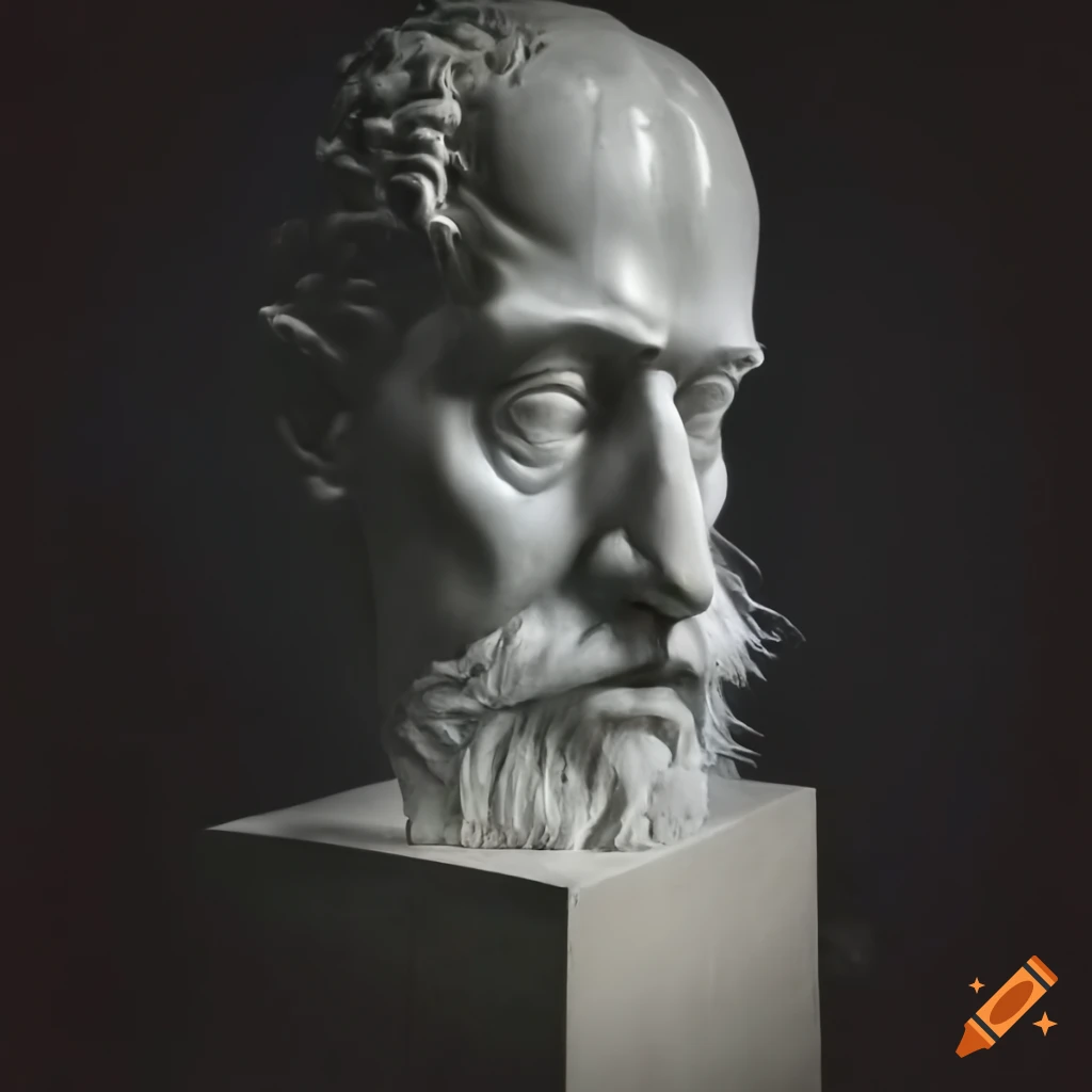 Marble sculpture of Brazilian philosopher Rogério Skylab on Craiyon